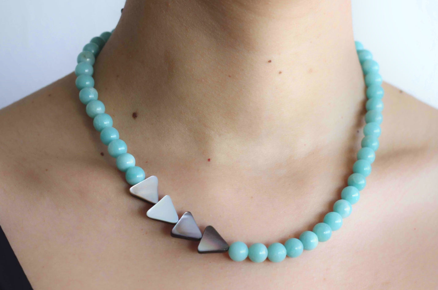 Amazonite Necklace with Mother of Pearl, Amazonite Jewelry, Amazonite ...