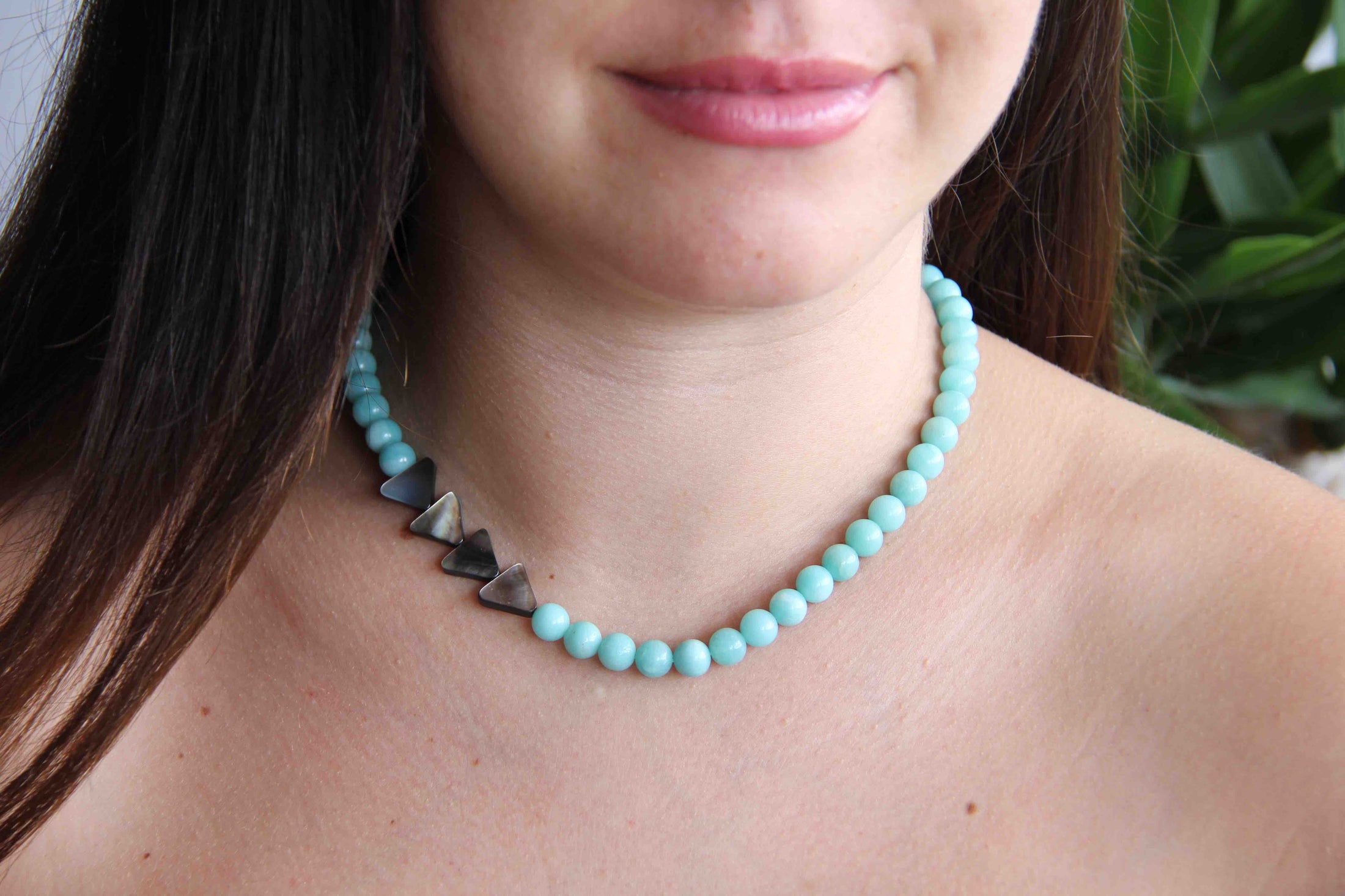 Amazonite Necklace with Mother of Pearl, Amazonite Jewelry, Amazonite ...