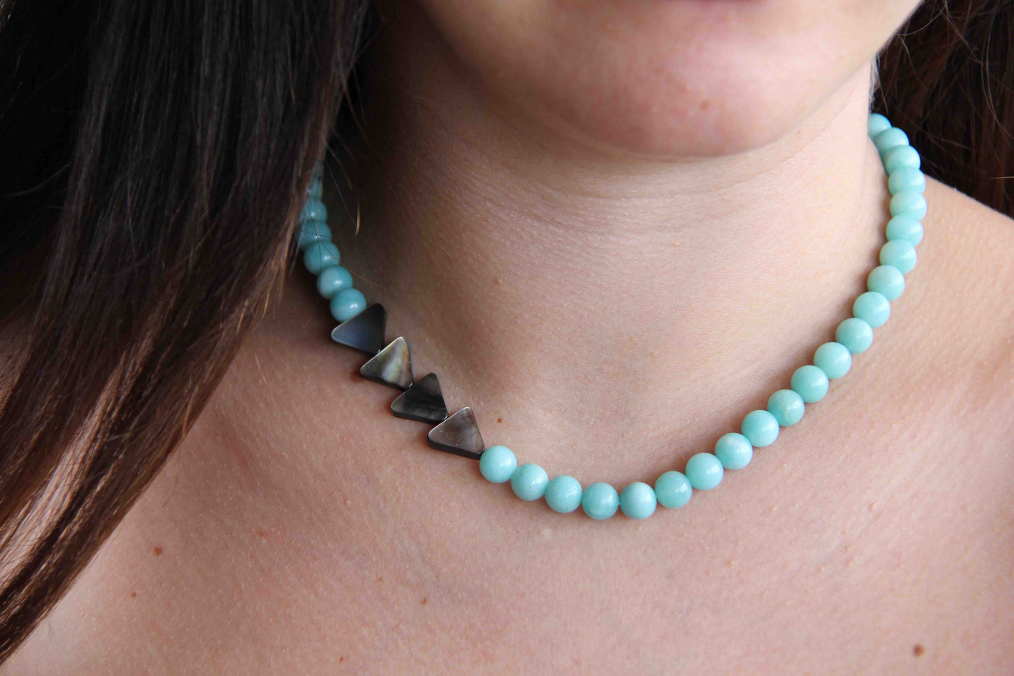 Amazonite Necklace with Mother of Pearl, Amazonite Jewelry, Amazonite ...